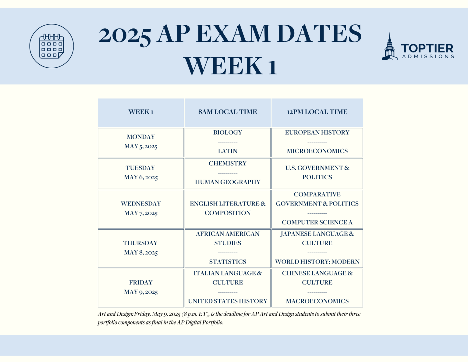 2025 AP Exam Schedule: How to Plan Ahead - Top Tier Admissions