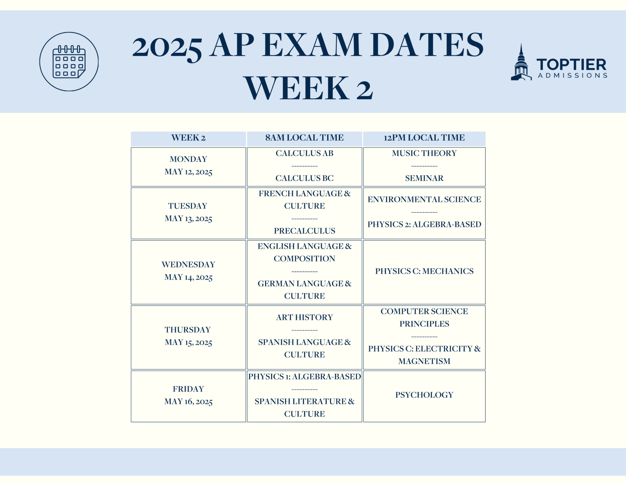2025 AP Exam Schedule: How to Plan Ahead - Top Tier Admissions